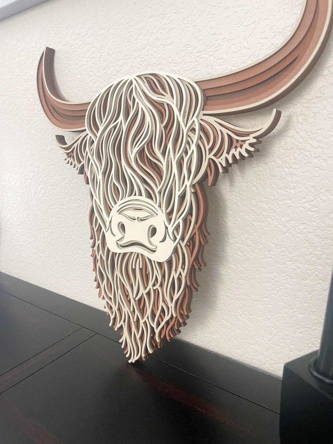 Layered Highland Cow Wall Art, Heifer Farmhouse Decor, Rustic Highland ...