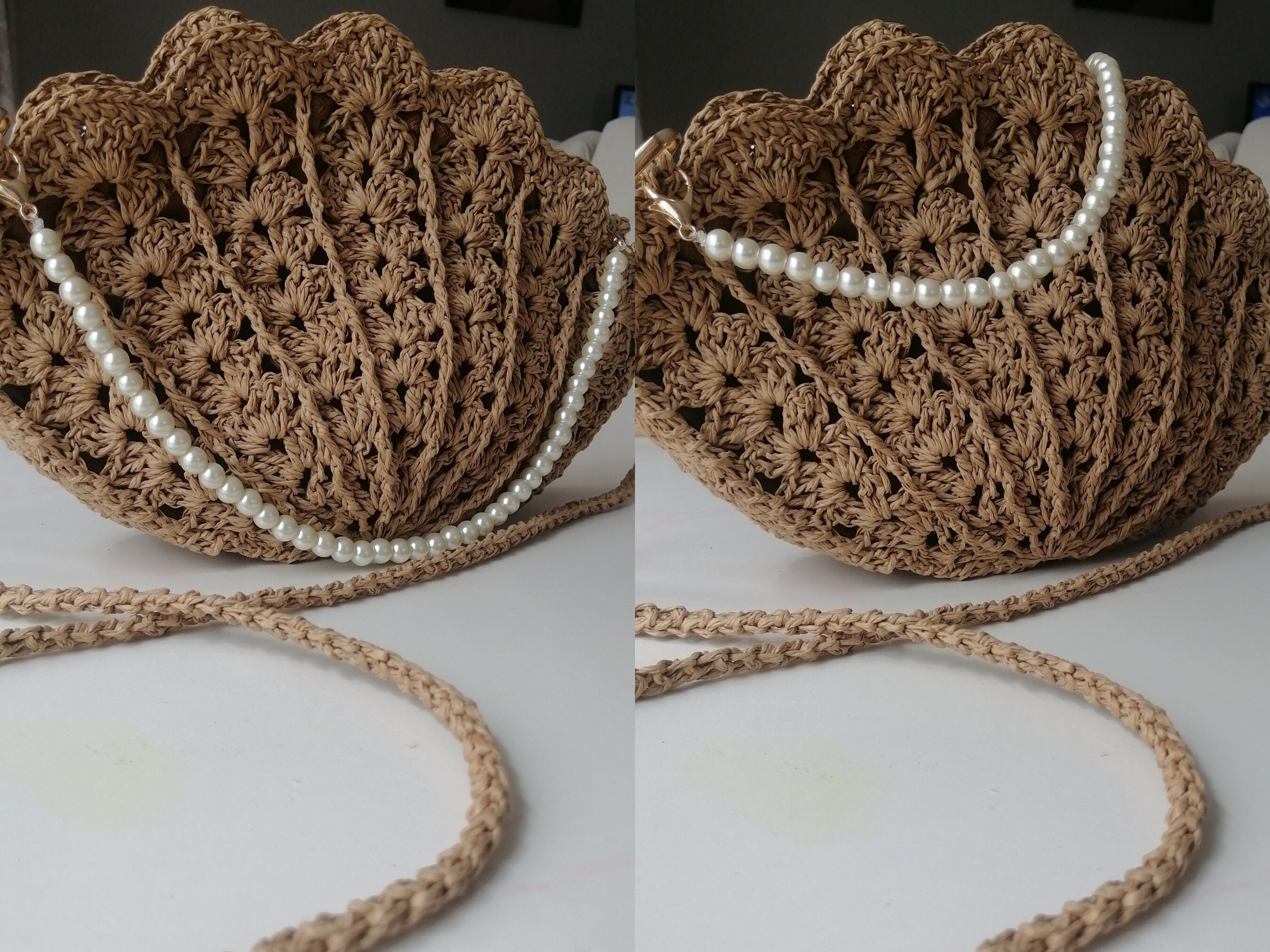 Oyster With Pearl Raffia Bag,seashell Shoulder Bag,pearl Accessories ...