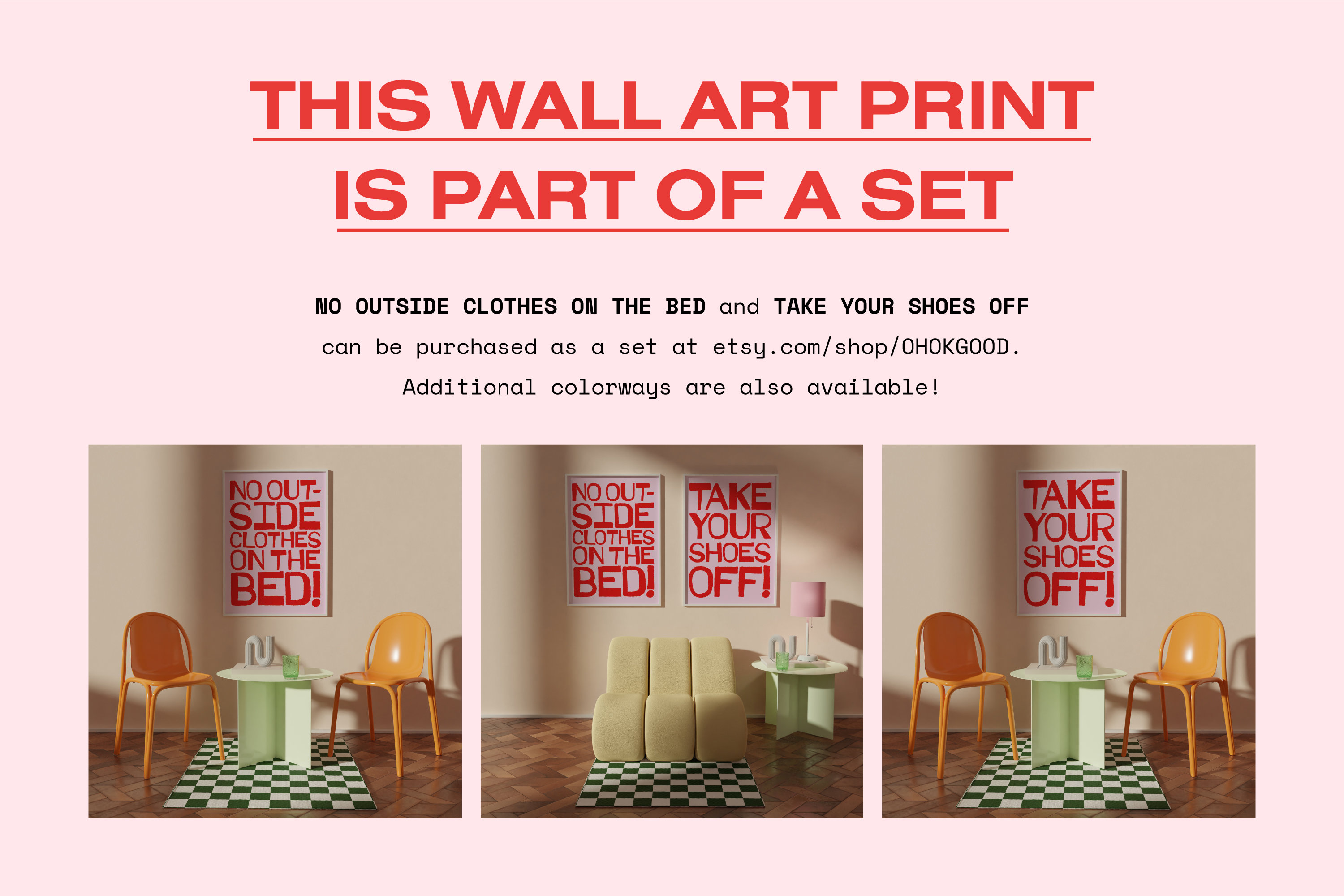 No Outside Clothes Print, Maximalist Decor, Typography Poster, Funky ...