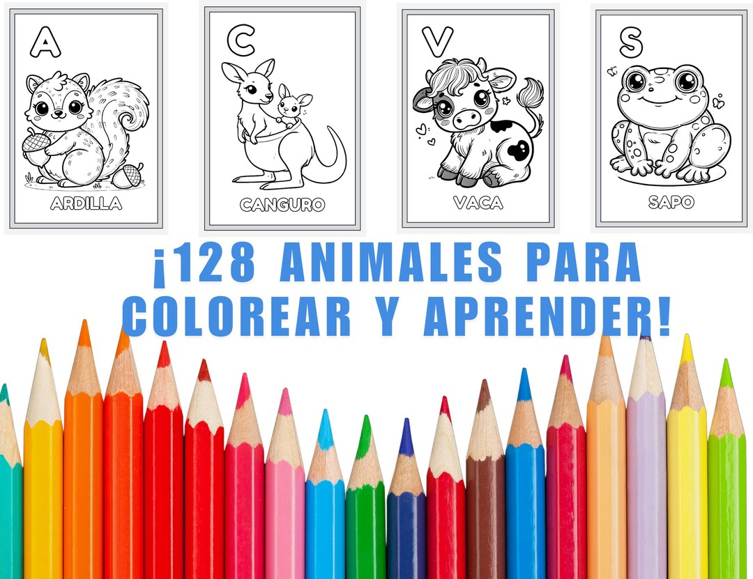 128 Pages of Animals to Color Learn and Color Ideal for Children From 3 ...