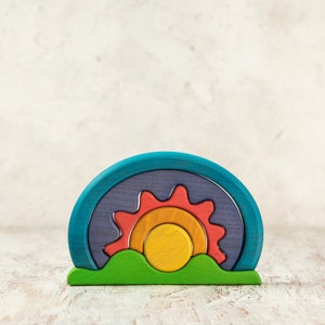 Wooden Sun Rise Stacker: 6-element Nature-inspired Toy for Kids 3 - Etsy