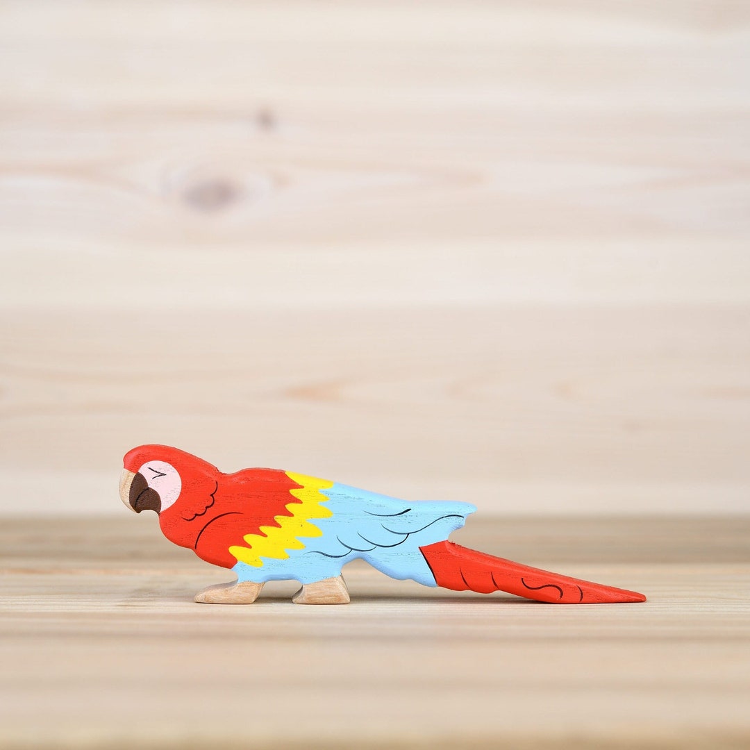 Handmade Wooden Ara Toy - Eco-friendly, Child-safe, Non-toxic, Natural ...