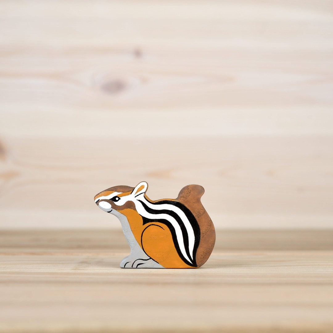 Handmade Wooden Chipmunk Figurine: Forest Animal Toy - Etsy