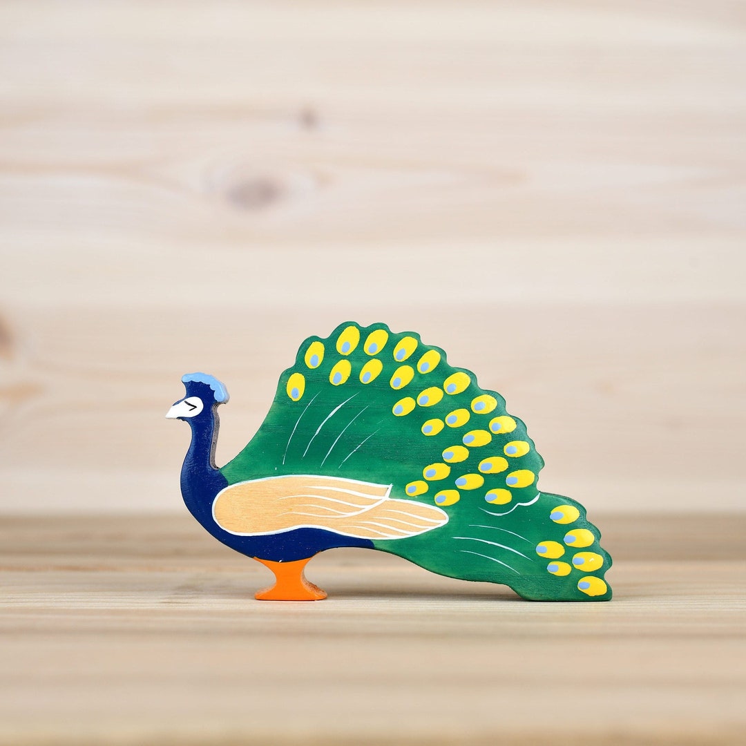 Handmade Wooden Peacock Toy - Child-safe, Eco-friendly, Natural Wood ...