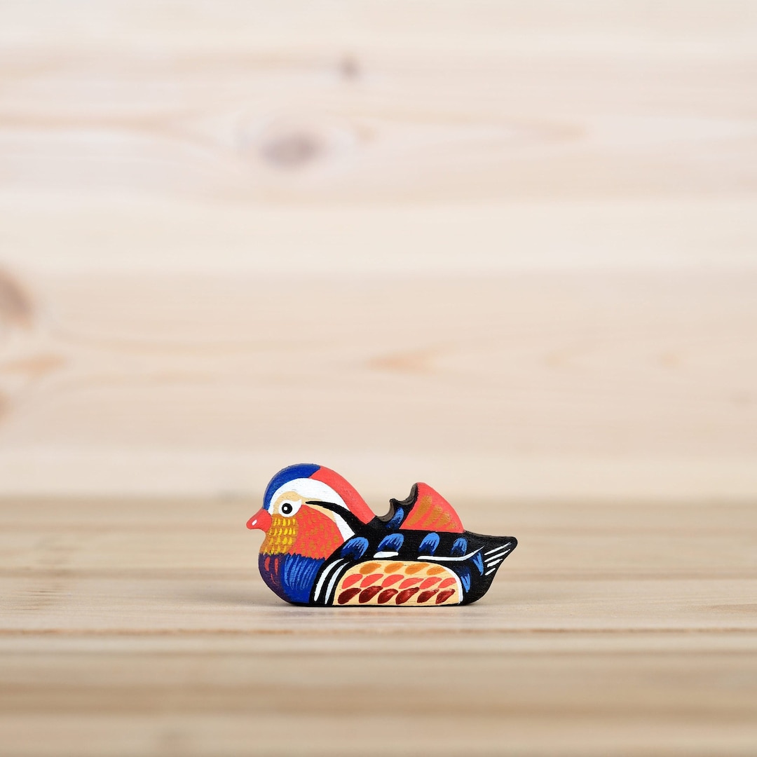Handmade Wooden Mandarin Duck Toy - Child-safe, Eco-friendly, Natural ...