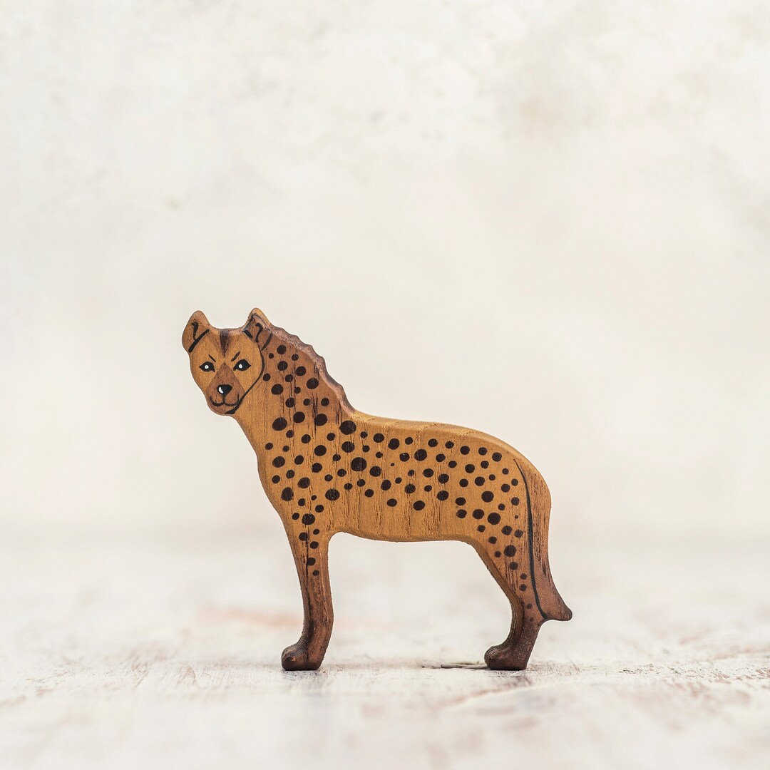 Handmade Wooden Hyena Figurine for Kids 3+ - Educational and Fun Safari ...