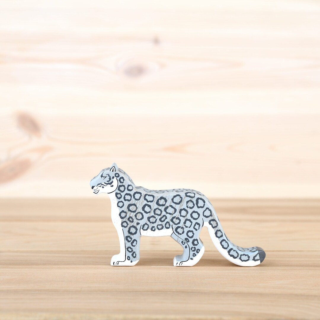 Handcrafted Wooden Snow Leopard Toy: Eco-friendly Nursery Decor - Etsy