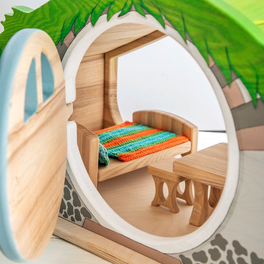 Handmade Wooden Hobbit Playhouse Furnished Gift for Kids Wooden Toy ...