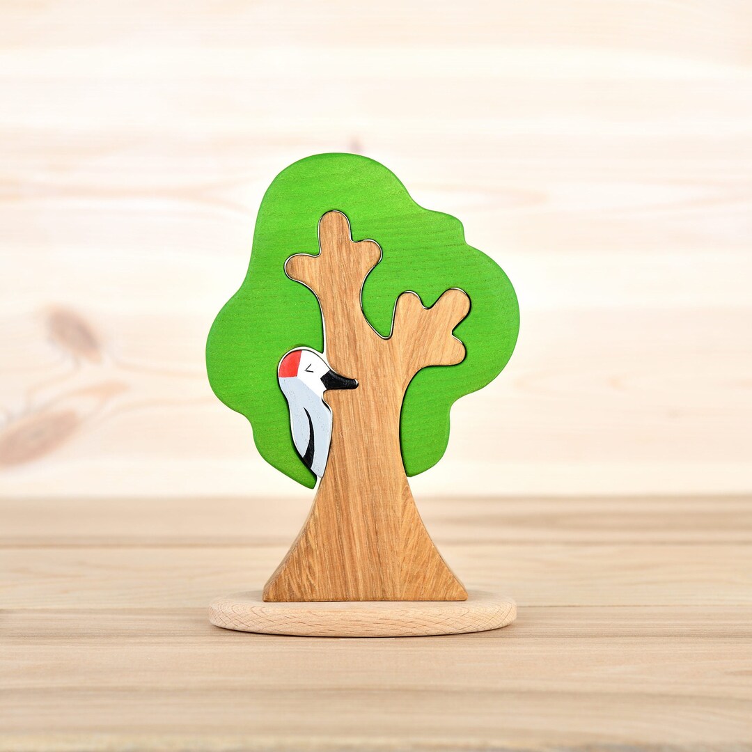 Handmade Waldorf Wooden Tree Puzzle - Natural Eco-friendly Kids Toy ...