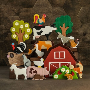 Wooden Dog Toy Barnyard Toys Wooden Farm Animals Miniature Animal ...