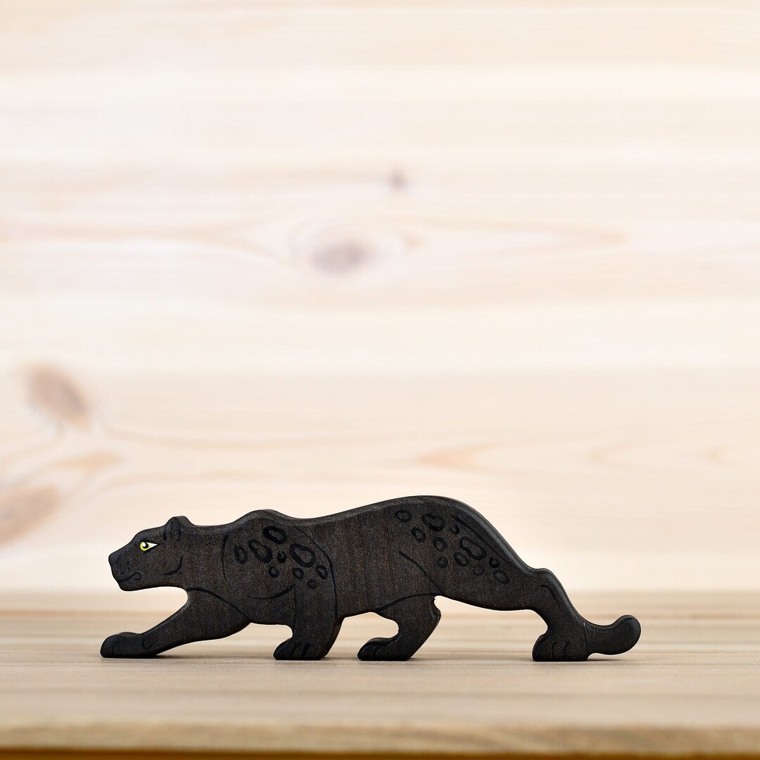 Handcrafted Wooden Panther Toy - Unique, Durable, Eco-friendly Jungle ...