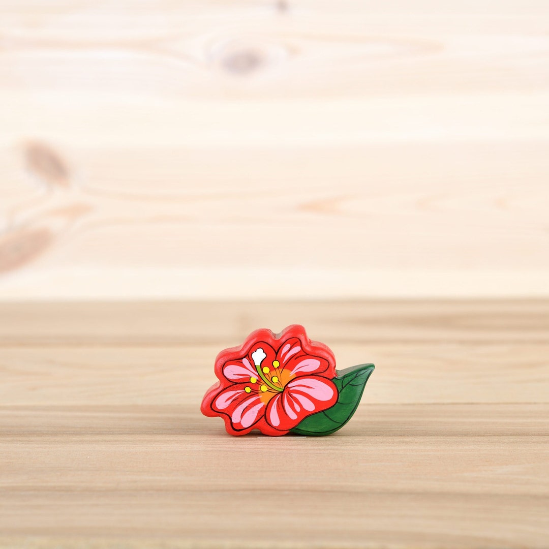 Wooden Red Flower Figurine Toy Waldorf Inspired Play Space - Etsy