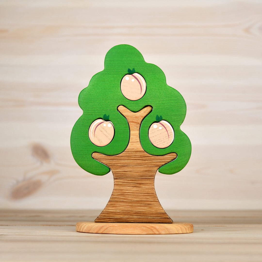 Waldorf Wooden Tree Toy/peach Tree/montessori Toy/wooden Puzzle - Etsy