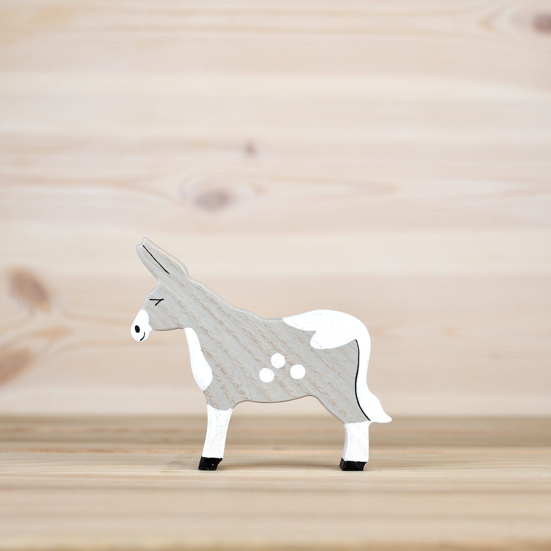 Wooden Donkey Toy Barnyard Animal Domestic Animals Farm Animals Burro ...
