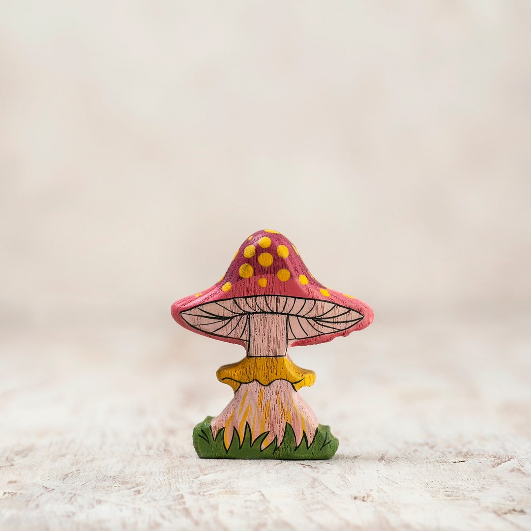 Enchanting Wooden Pink Fairy Mushroom - Handmade Whimsical Toy for ...