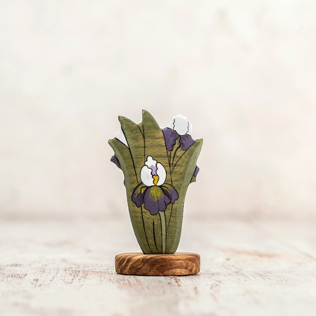 Wooden Iris Flower Toy Spring Flowers Home Decor Spring Collection - Etsy