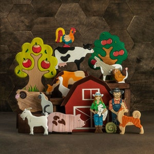Wooden Dog Toy Barnyard Toys Wooden Farm Animals Miniature Animal ...