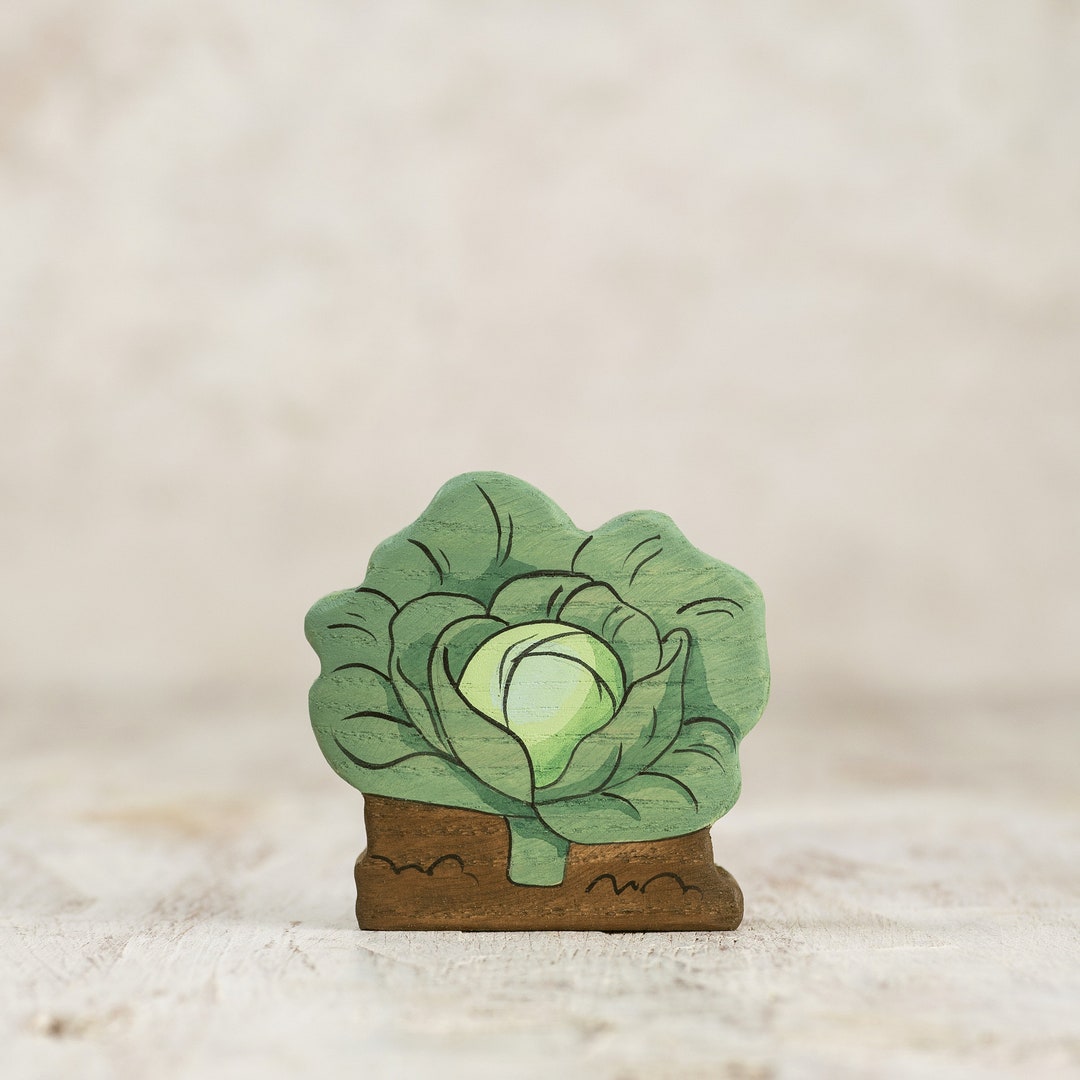 Handcrafted Wooden Cabbage Toy – Eco-friendly Play Food for Kids ...