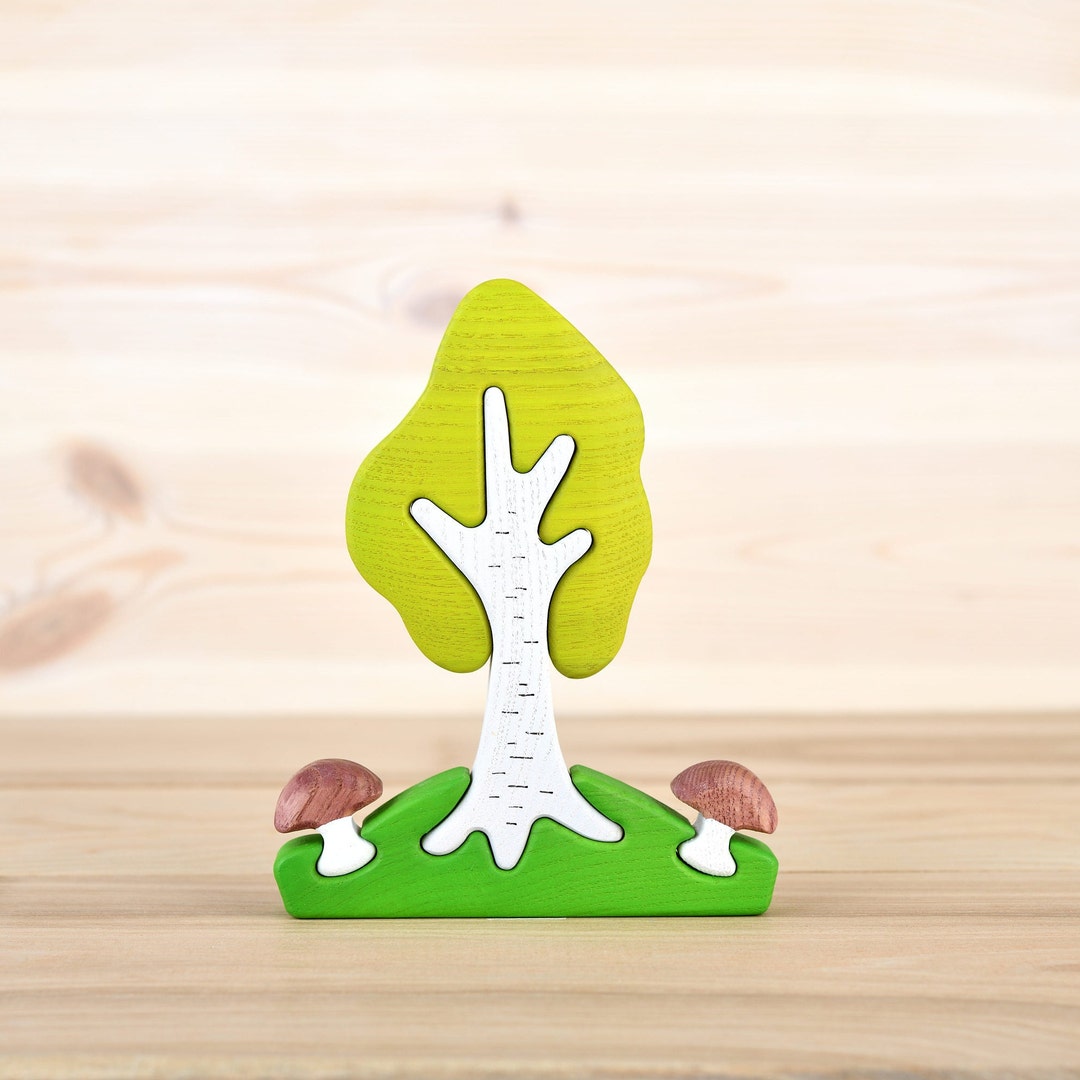 WALDORF Tree Toy Birch Tree Wooden Tree Toy Tree Figurine Woodland Set ...