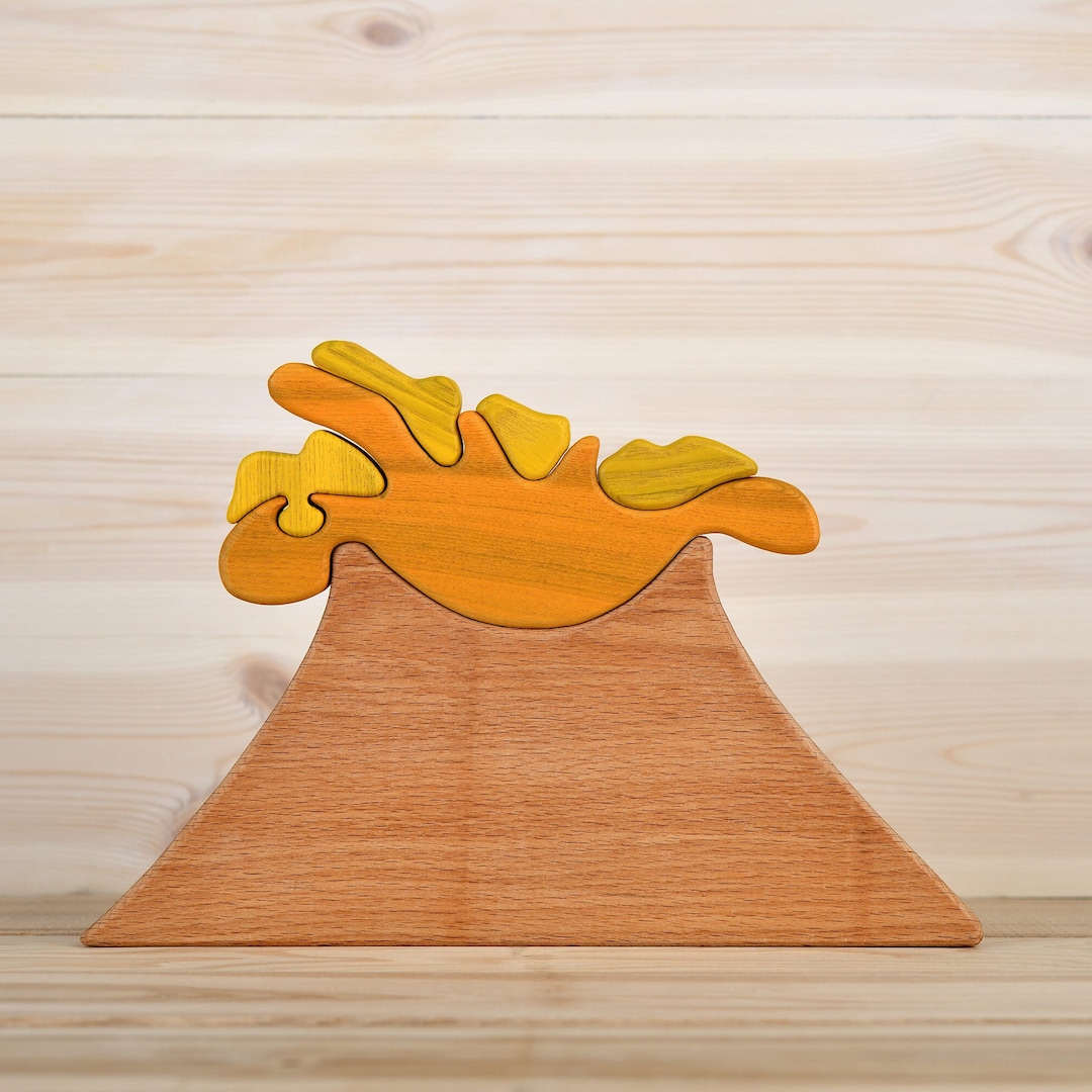 Wooden Volcano Toy Volcano Puzzle Perfect for Dinosaurs Space Waldorf ...