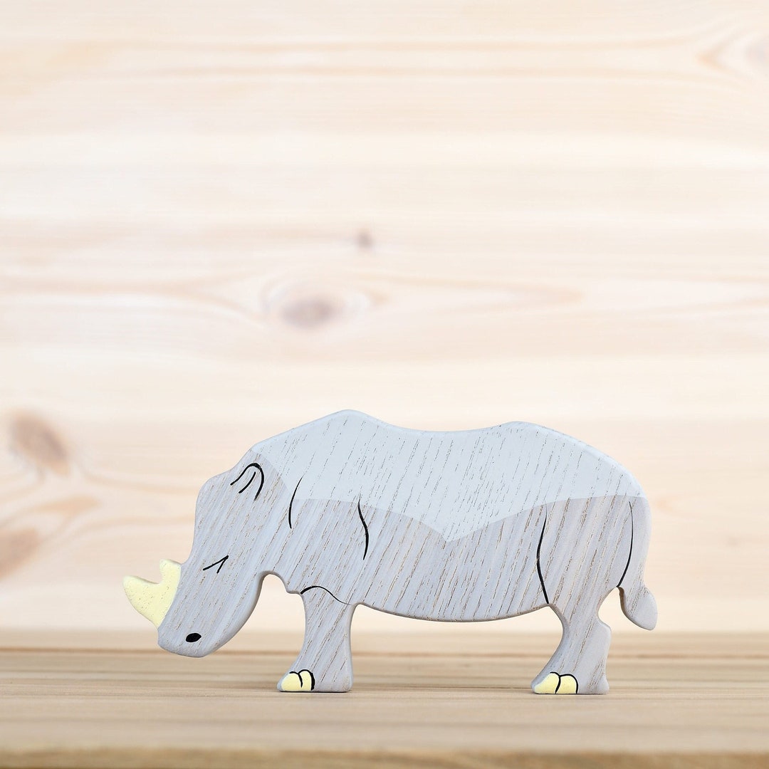Handcrafted Wooden Rhino Toy - Sustainable Playtime Fun for Kids ...