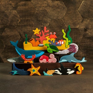 Colorful Wooden Coral Reef Puzzle - Eco-friendly 10-piece Ocean Life ...