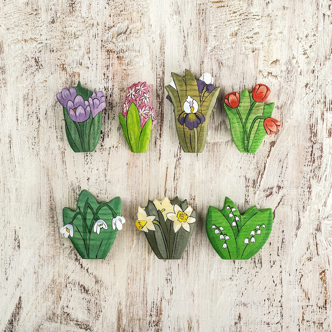 Wooden Spring Flowers Set Home Decor Spring Collection - Etsy