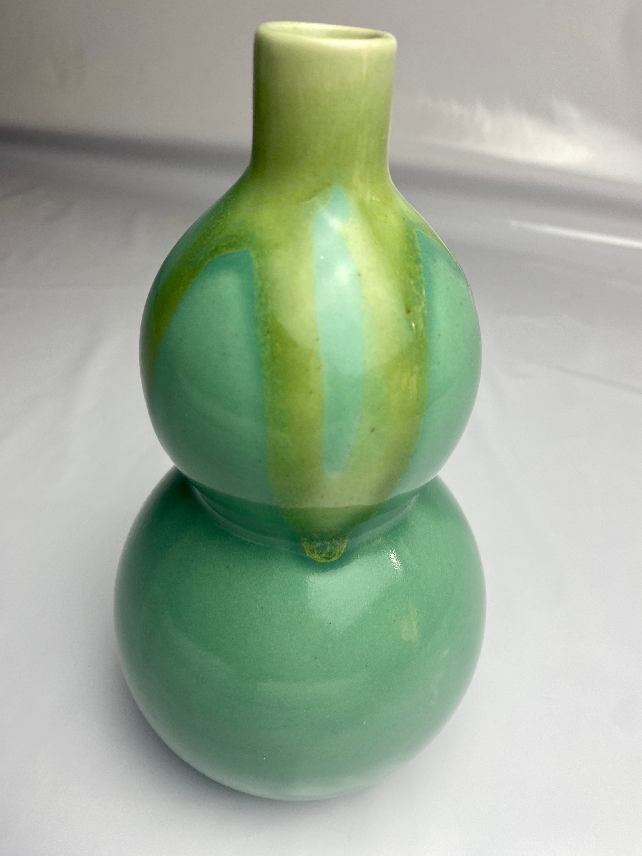 Green Celadon Japanese Chinese Porcelain Drip Glaze Double Gourd Dohkan ...