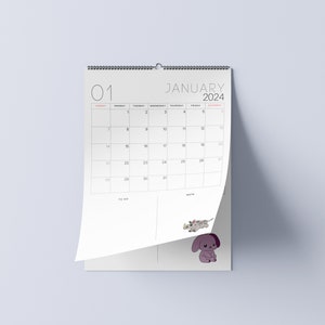 Cute Animal Design Printable 2024 Calendar Minimalist Monthly - Etsy