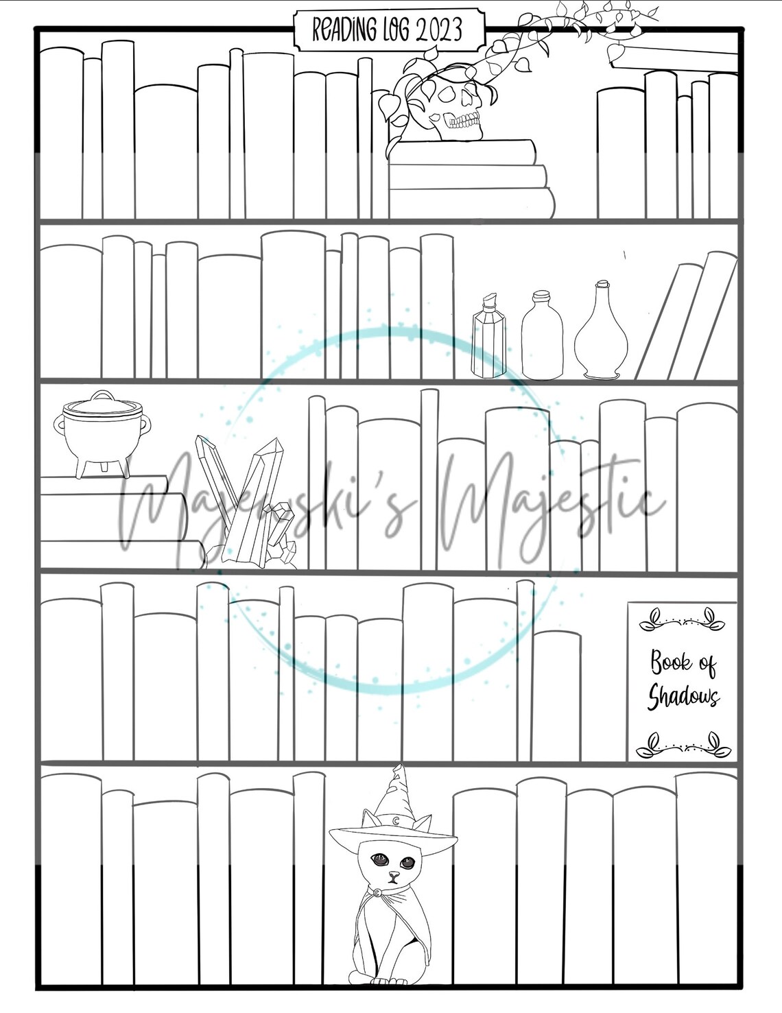 Witchy Themed Bookcase Reading Log - Etsy