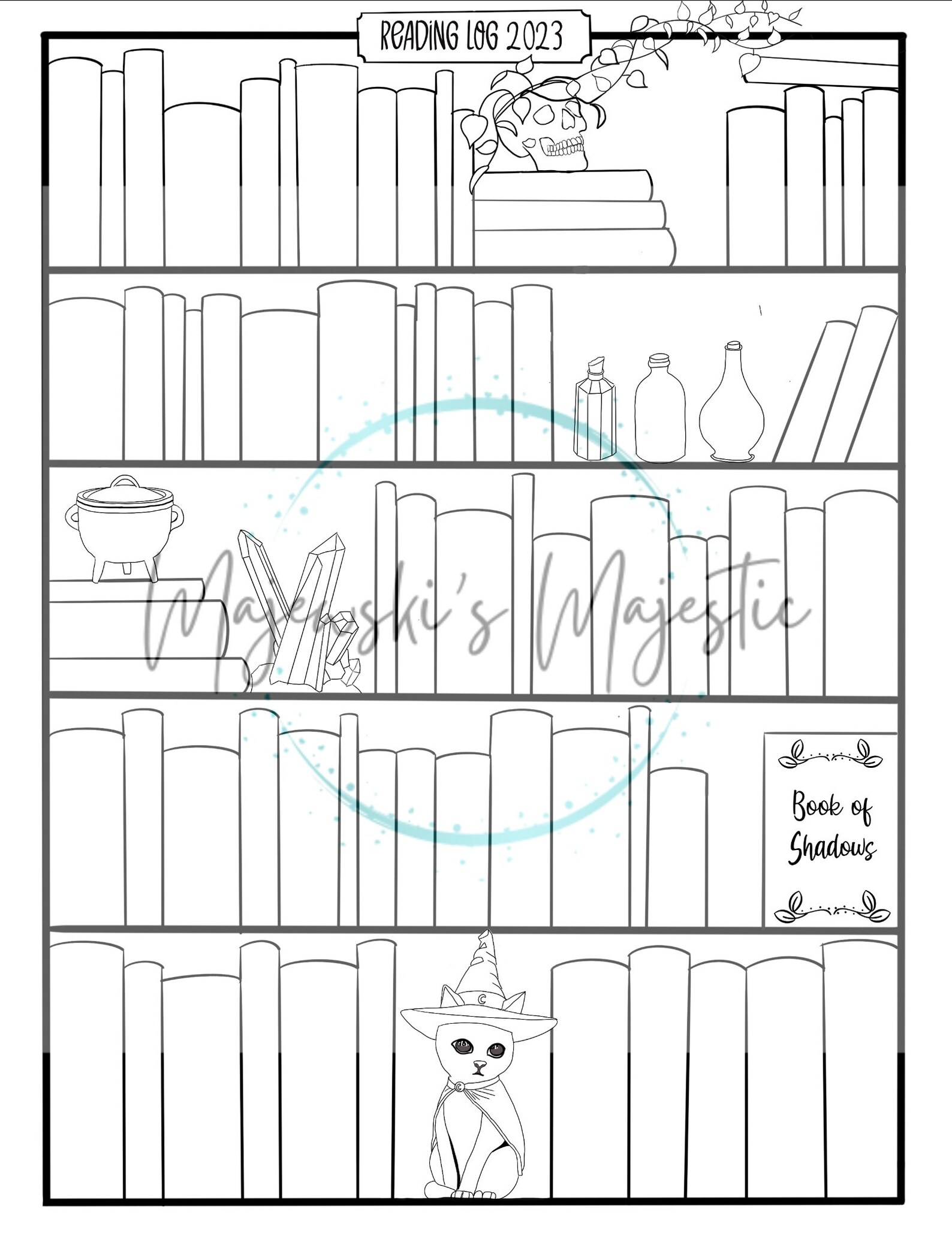 Witchy Themed Bookcase Reading Log - Etsy