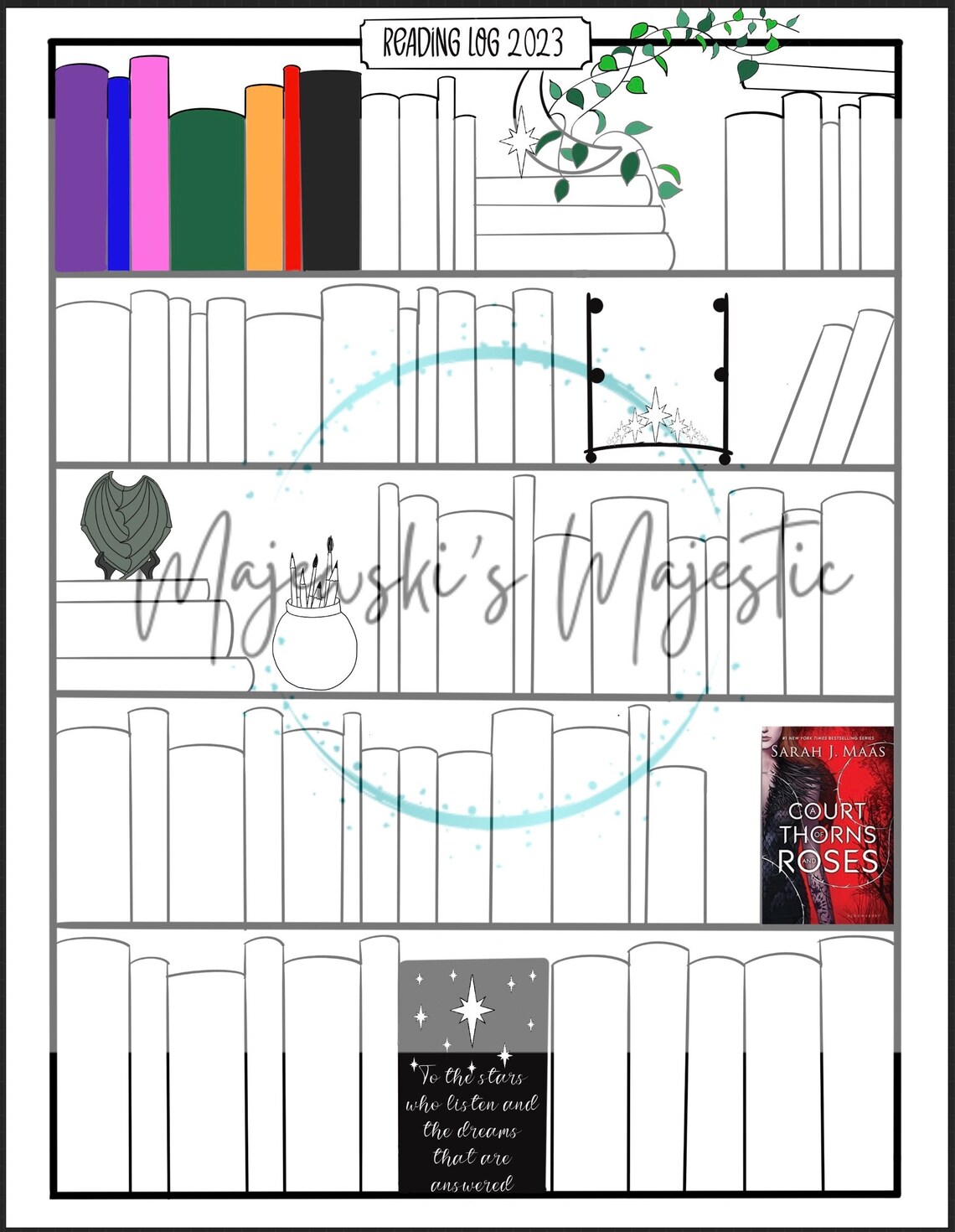 ACOTAR Themed Bookcase Style Reading Log - Etsy
