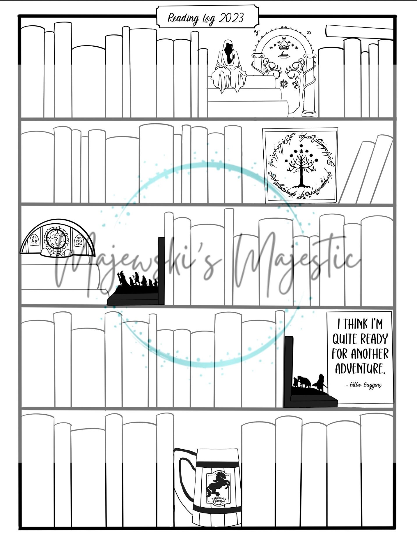Lord of the Rings Themed Bookcase Style Reading Log - Etsy