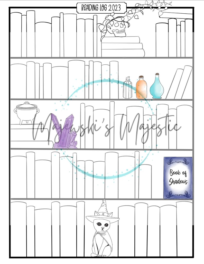 Witchy Themed Bookcase Reading Log - Etsy