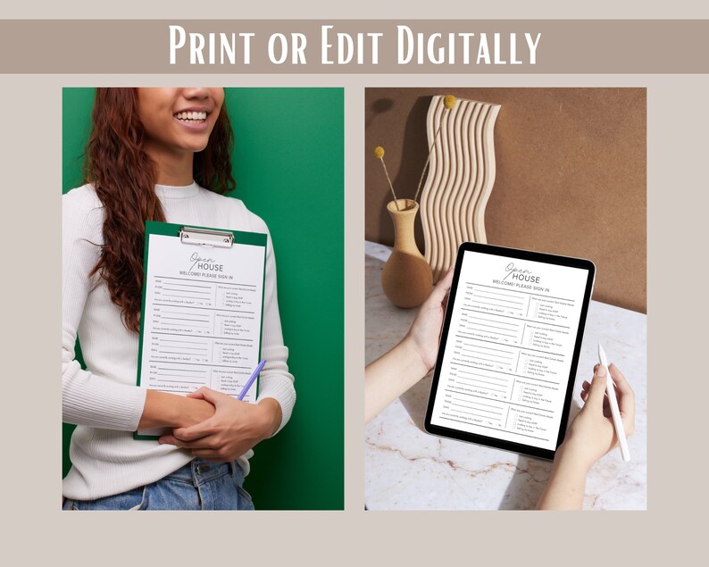 Open House Sign in Sheet and Welcome Sign Printable Real Estate Open ...