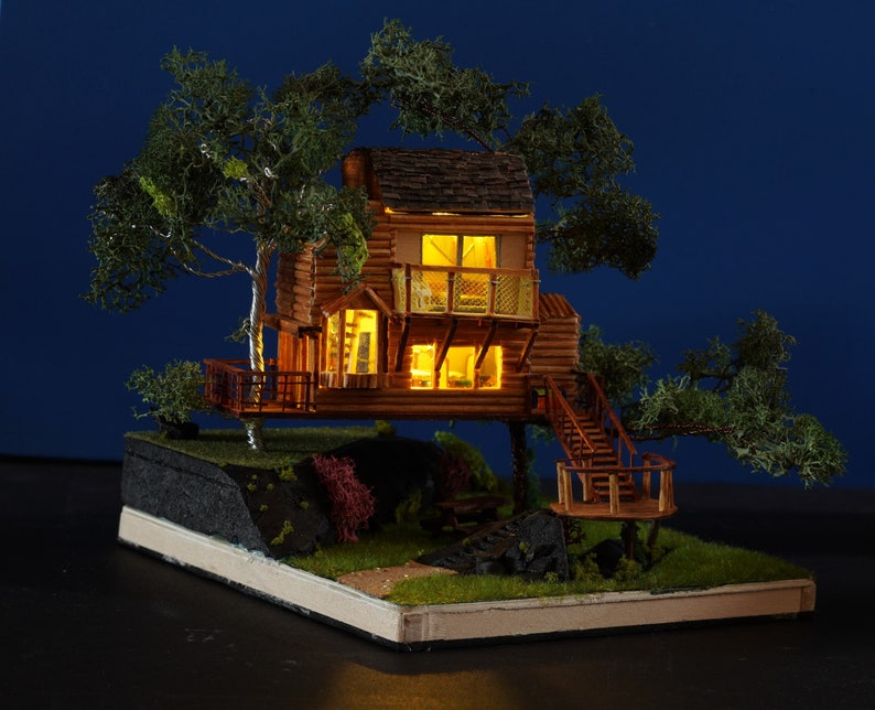 Tree House - Handmade 1:100 Scale Collectable Diorama of a Fully ...