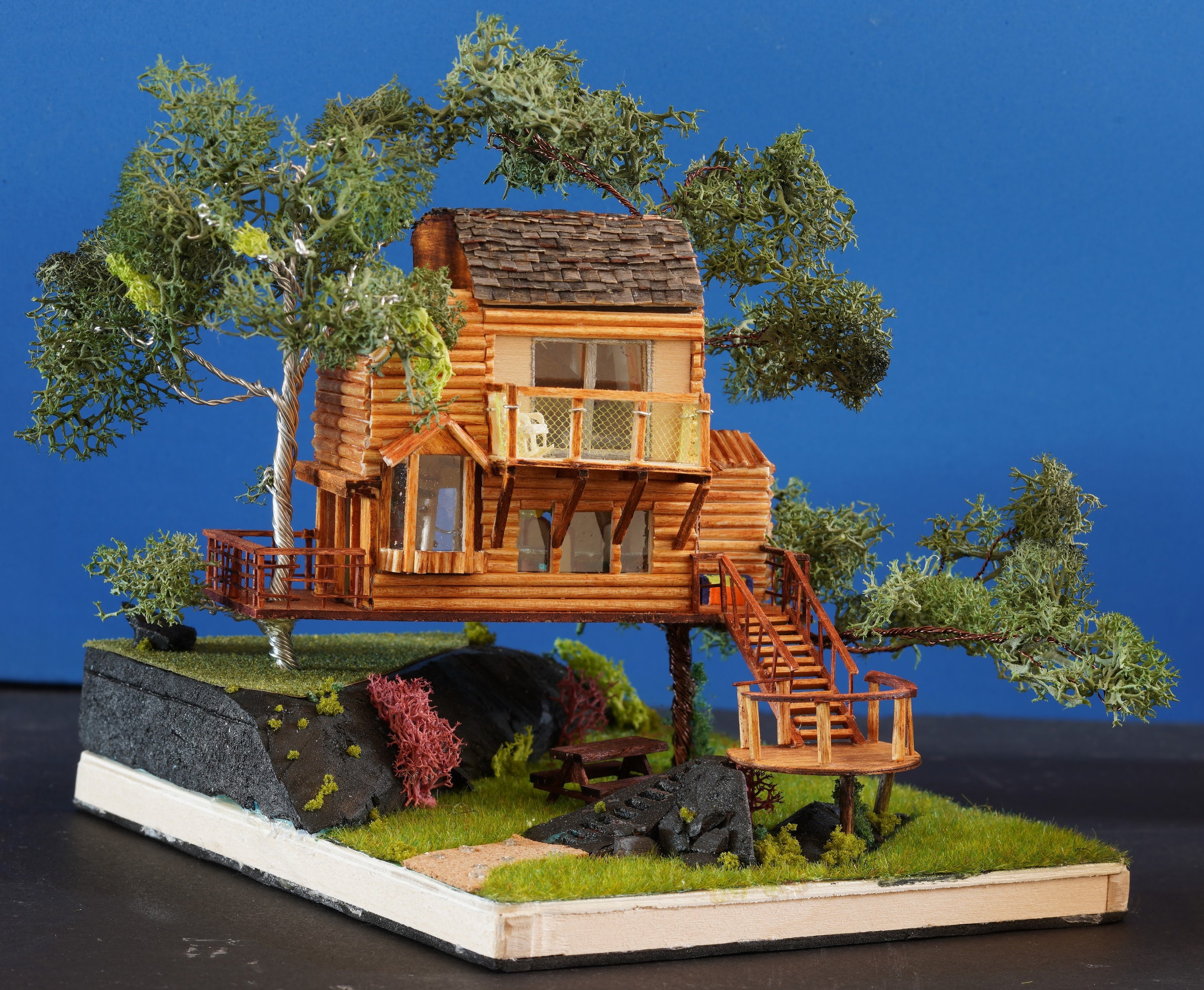 Tree House - Handmade 1:100 Scale Collectable Diorama of a Fully ...