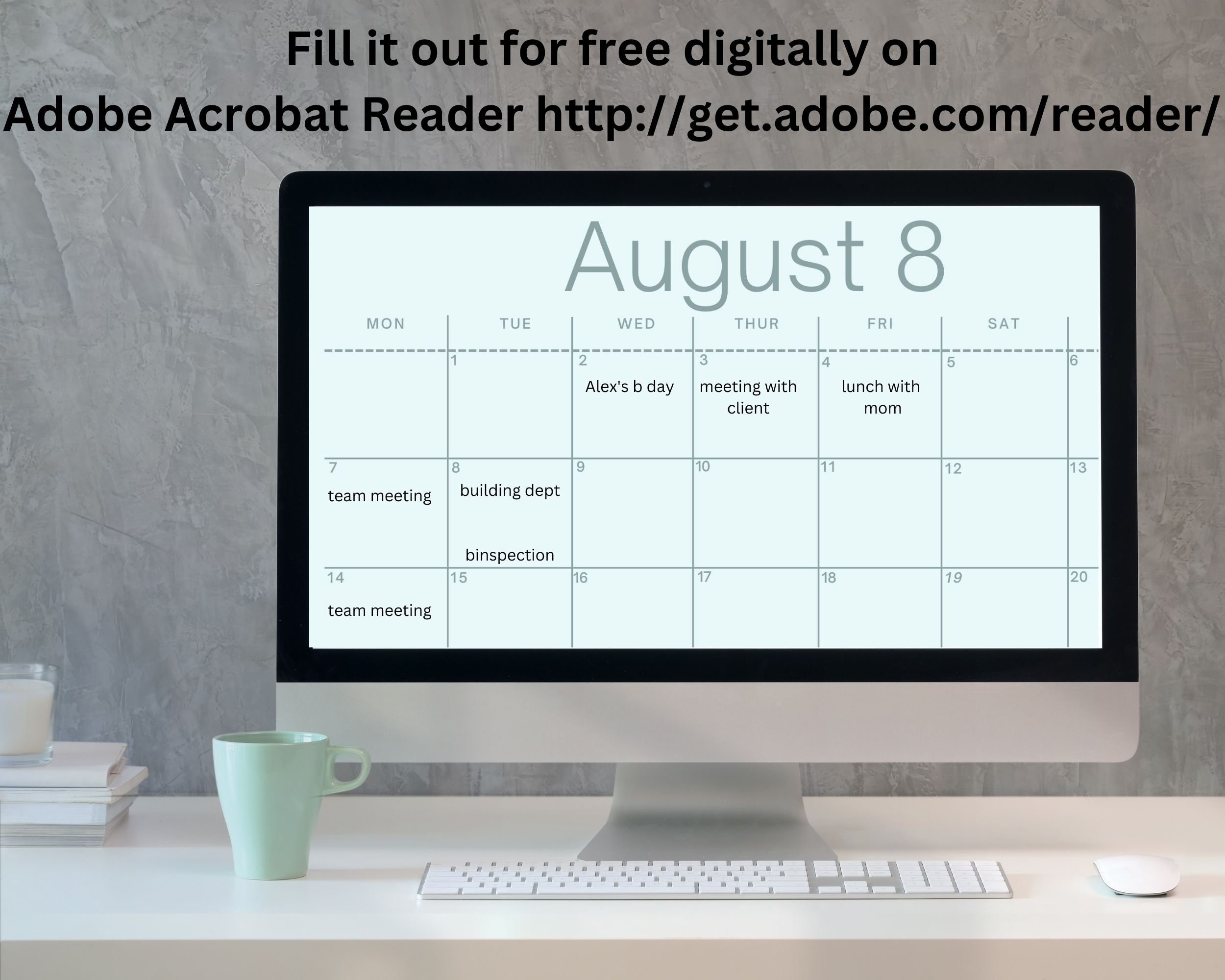 2023 Printable Calendar Letter Size Landscape Minimalist in - Etsy