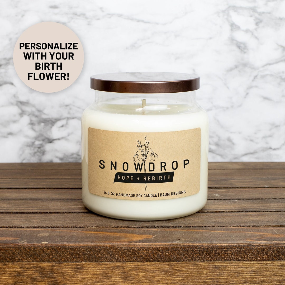 Birth Flower Soy Candle | Personalized Birthday Candle 16.5 Oz. All ...