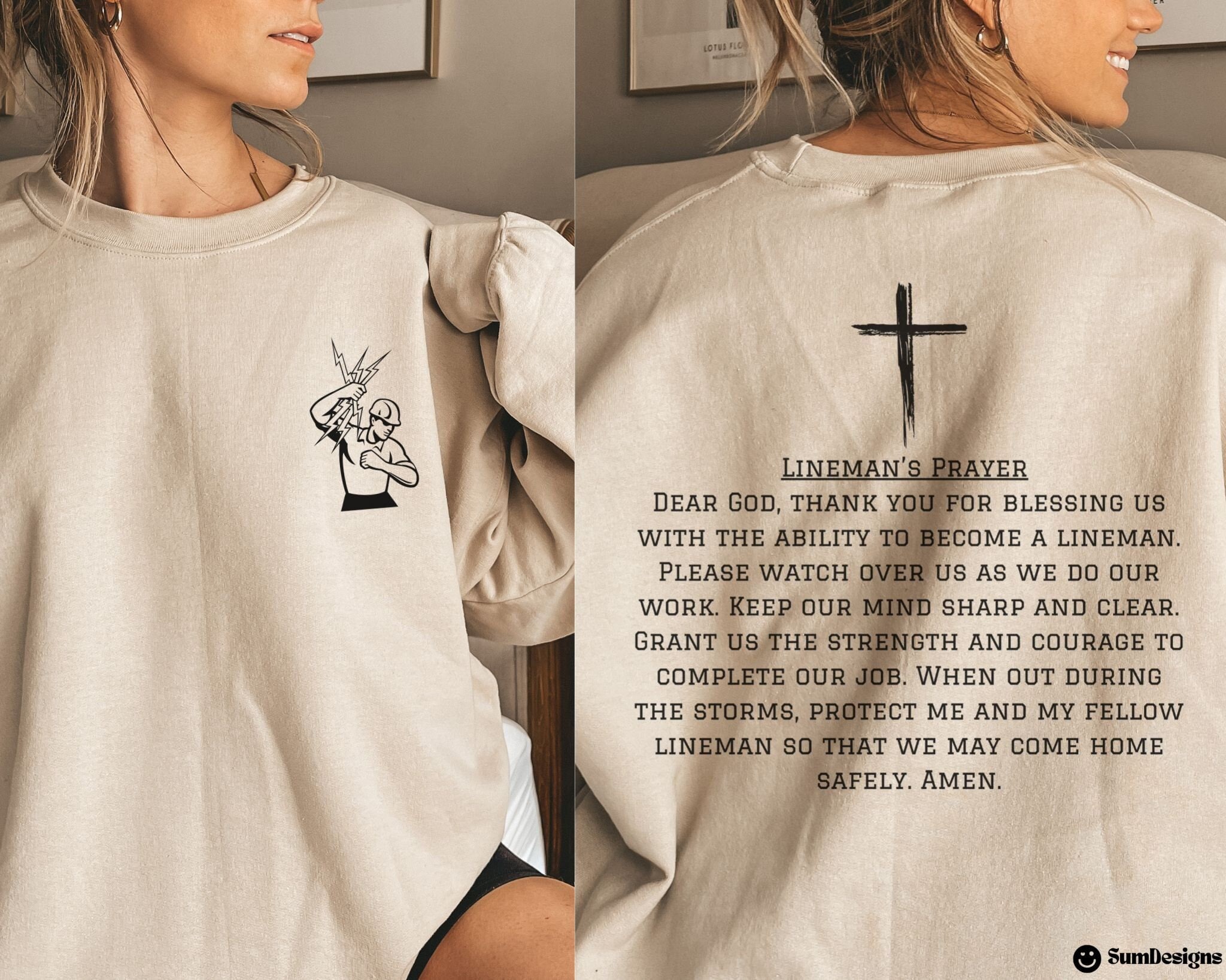 Lineman Gift, Unisex Lineman Prayer Sweatshirt, Lineman Wife Gift, Gift ...
