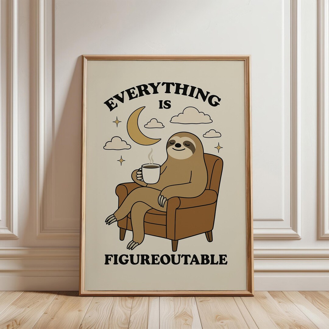 Motivational Wall Art Inspirational Quotes Decor, Funny Sloth Poster ...