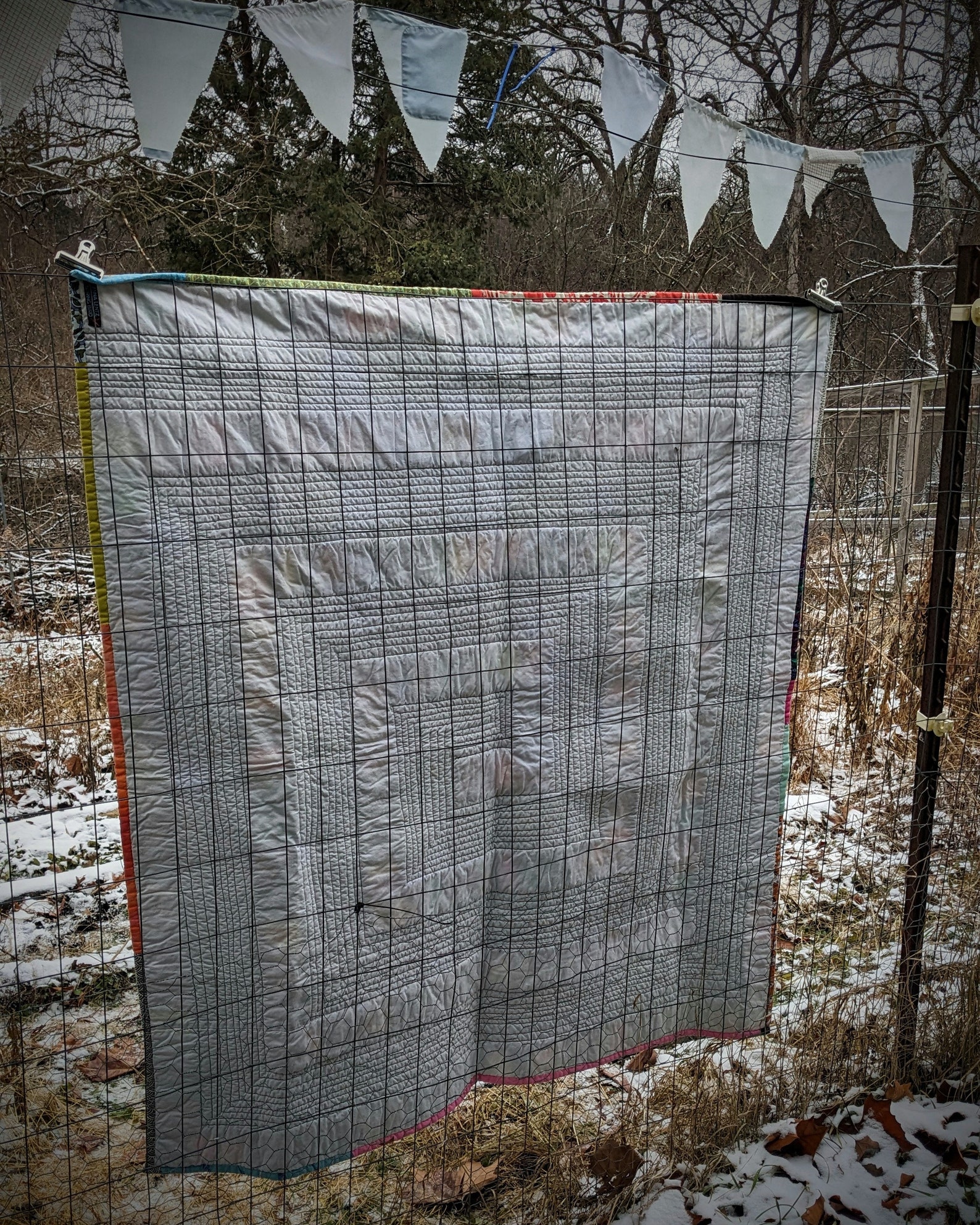 Green Pieced Patchwork Spiral Quilt, Upcycled Scrap Blanket, Colorful ...