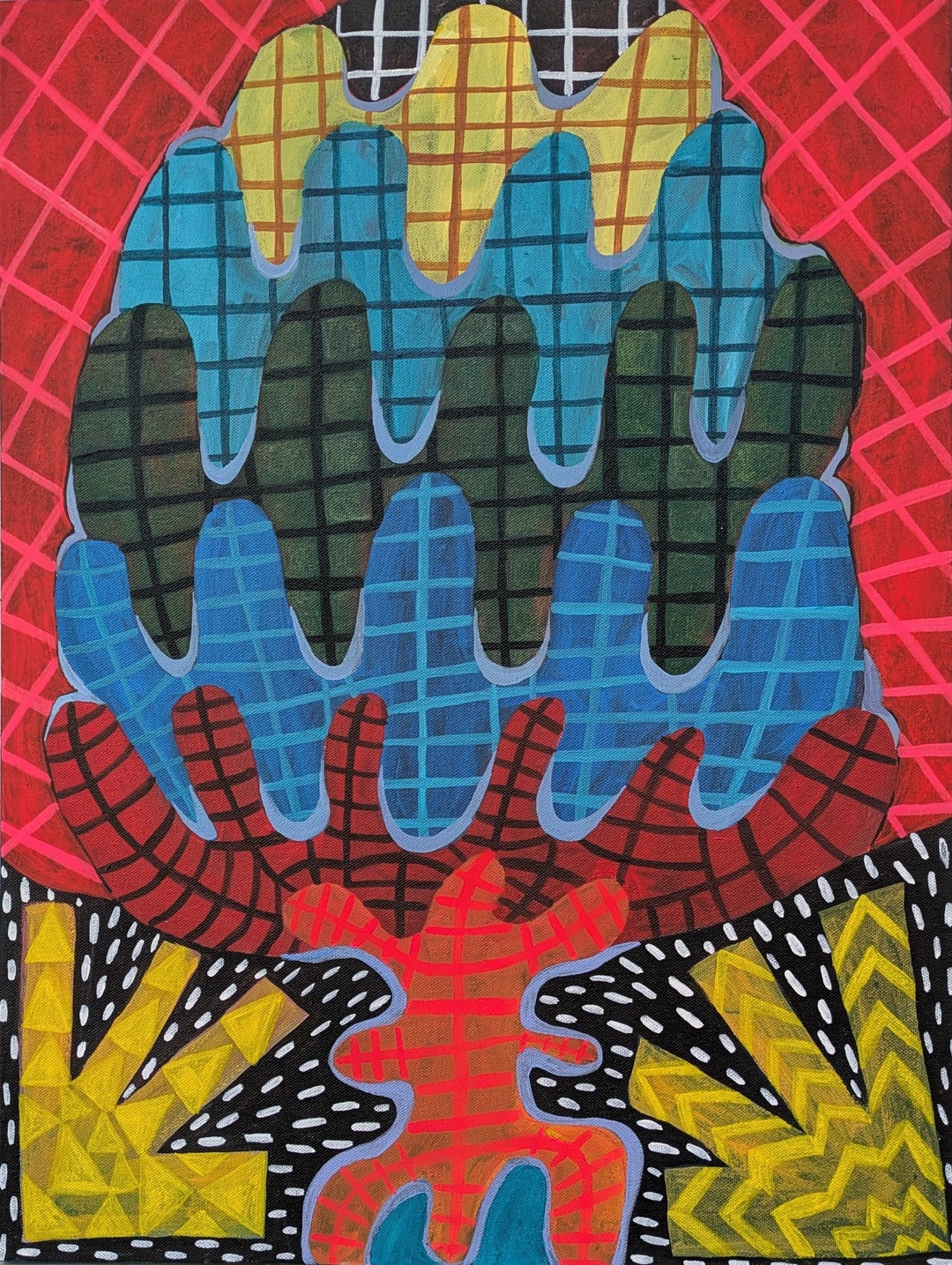 Abstract Tree Painting, Fine Art Acrylic Tree, Geometric Acrylic ...