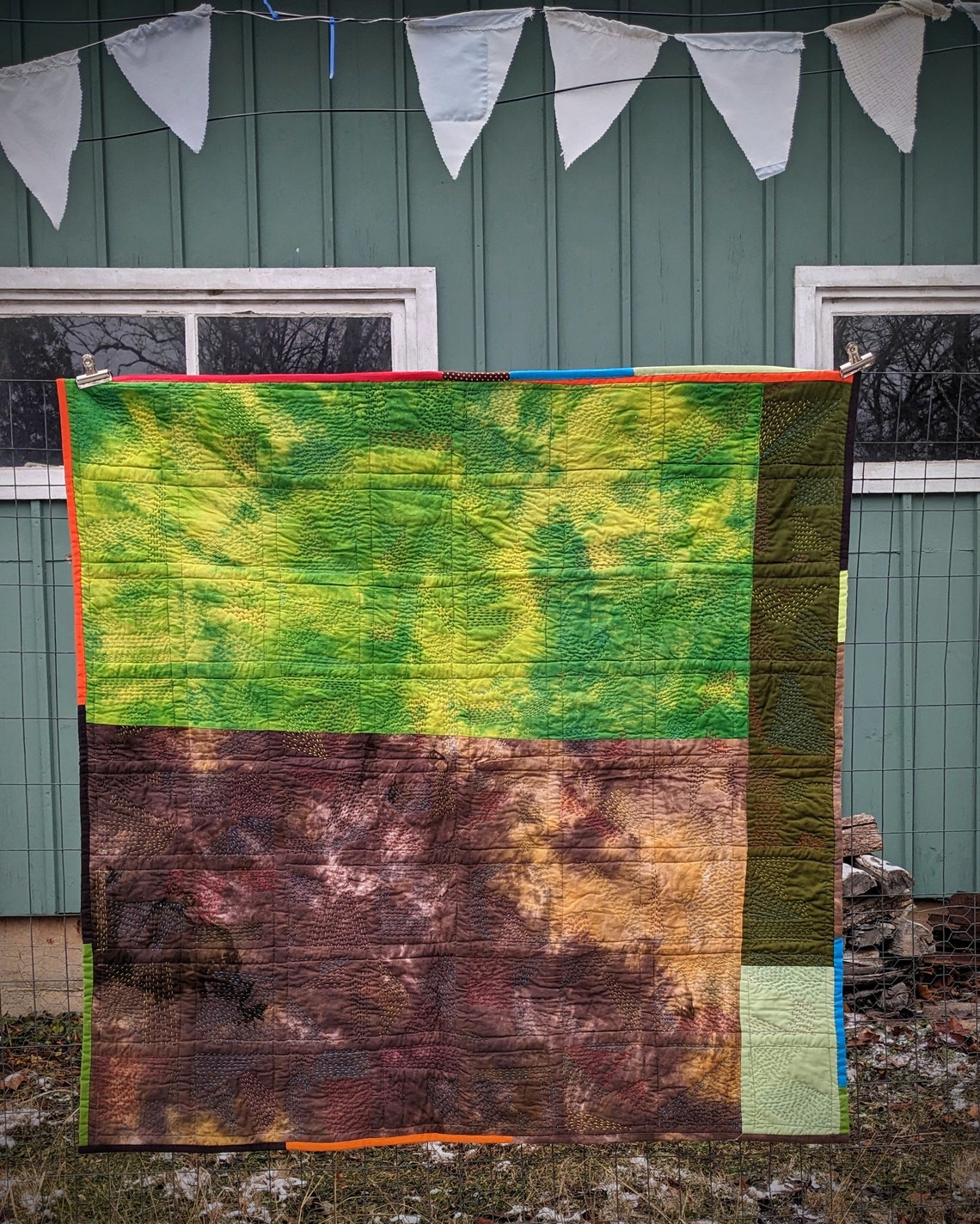 Crazy Quilt Throw, Pieced Patchwork Quilt, Upcycled Scrap Blanket, Handmade Brown Bedspread ...