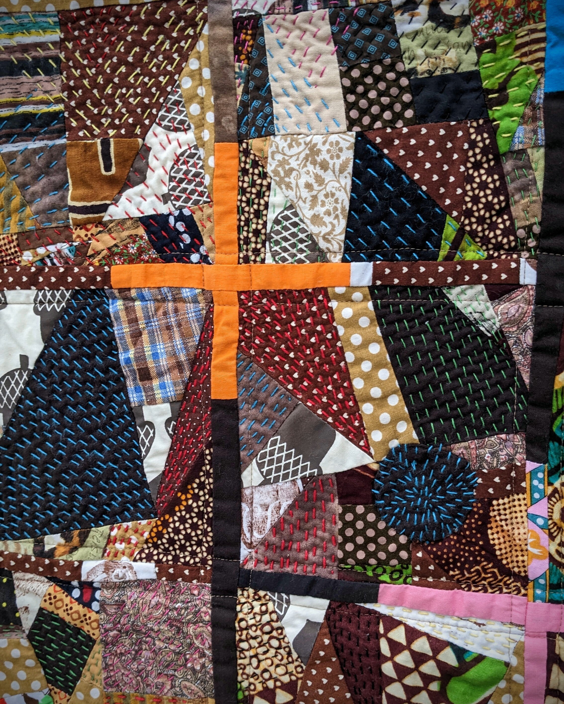 Crazy Quilt Throw, Pieced Patchwork Quilt, Upcycled Scrap Blanket ...