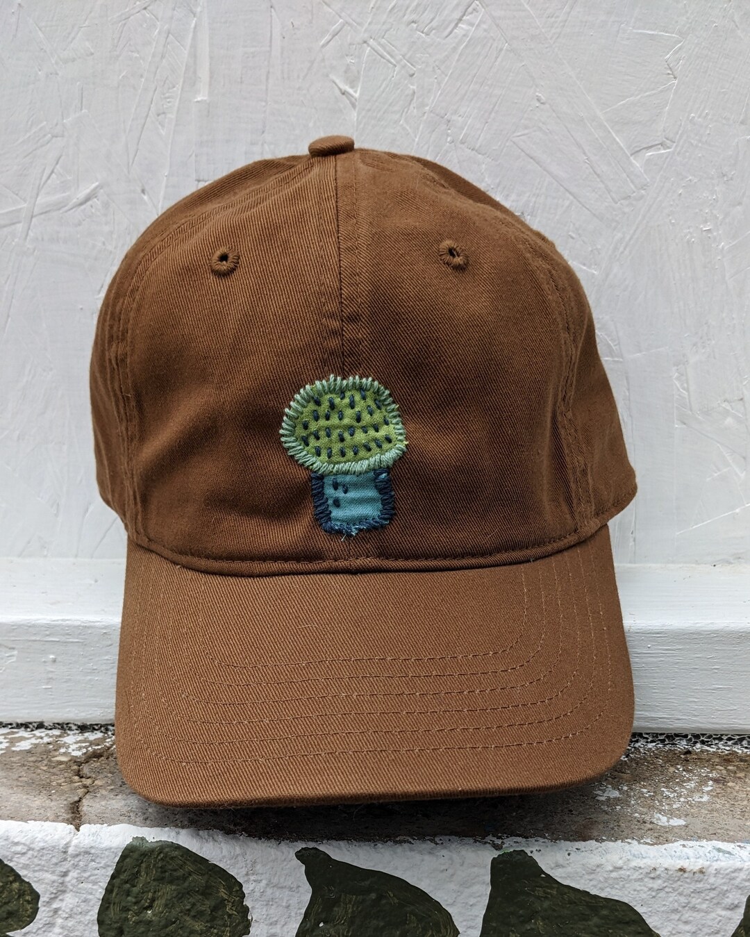 Brown Mushroom Baseball Hat, Shroom Applique Hat, Organic Cotton Cap ...