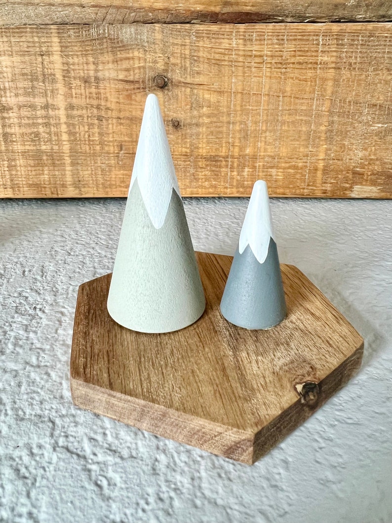 Mountain Display With Wood Stand, Ring Holders, Rocky Mountain Decor ...