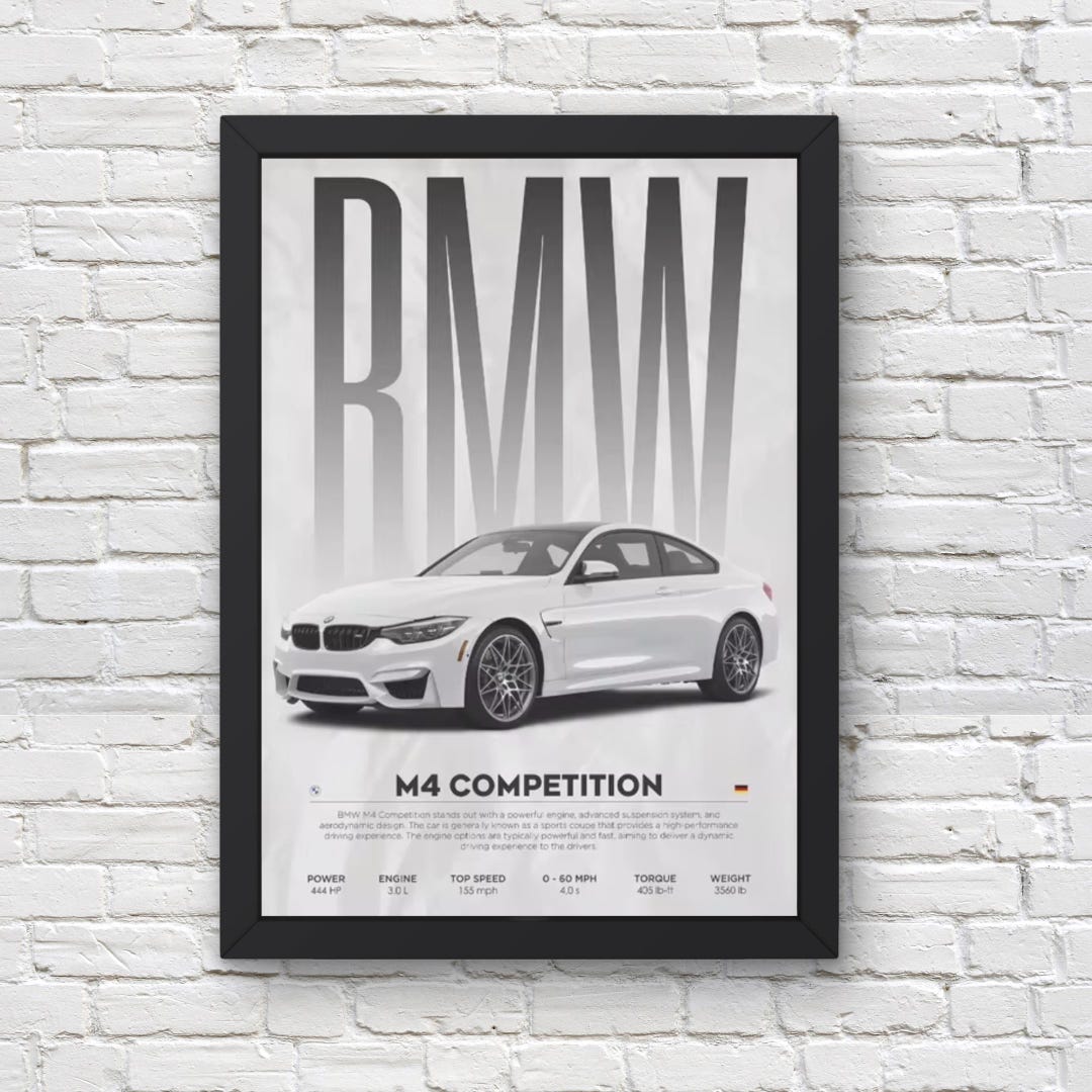 BMW M4 Competition Canvas Poster High-quality Wall Art for Car ...
