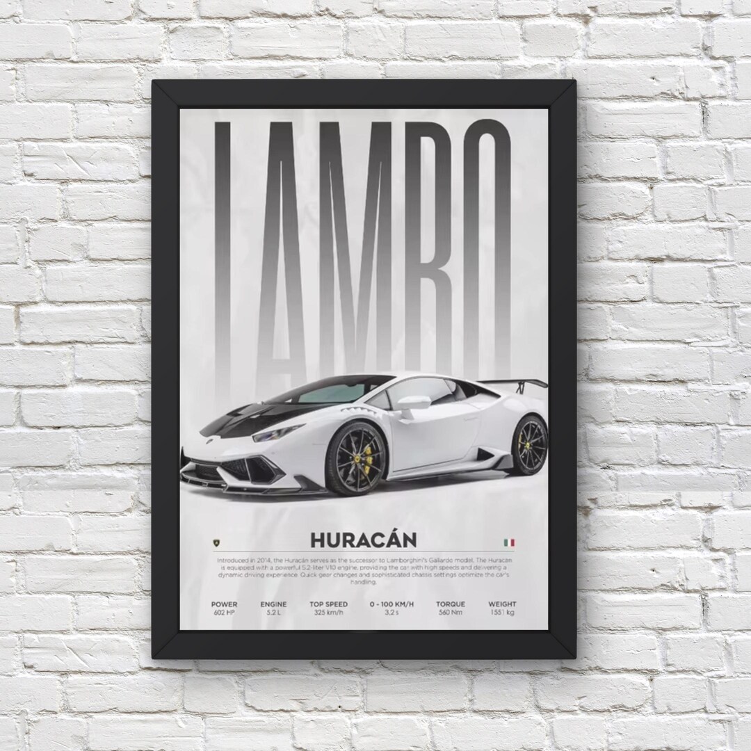 Lamborghini Huracán Canvas Poster High-quality Wall Art for Car ...