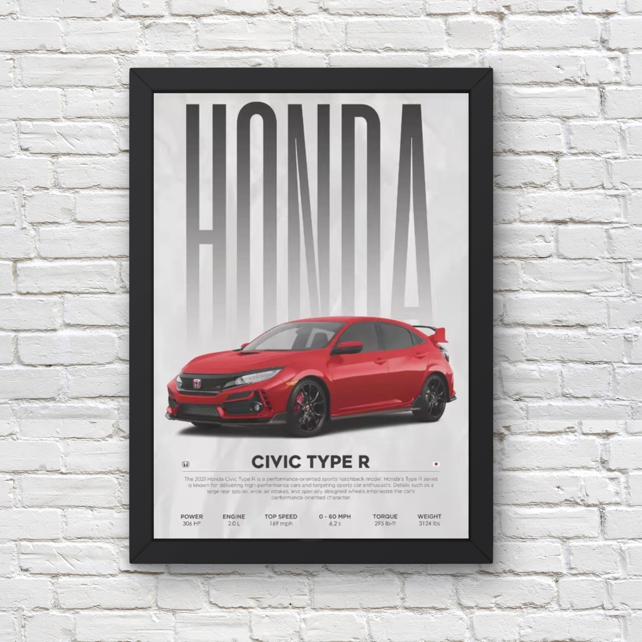 Honda Civic Type R Canvas Poster Fast and Furious, High-quality Wall ...